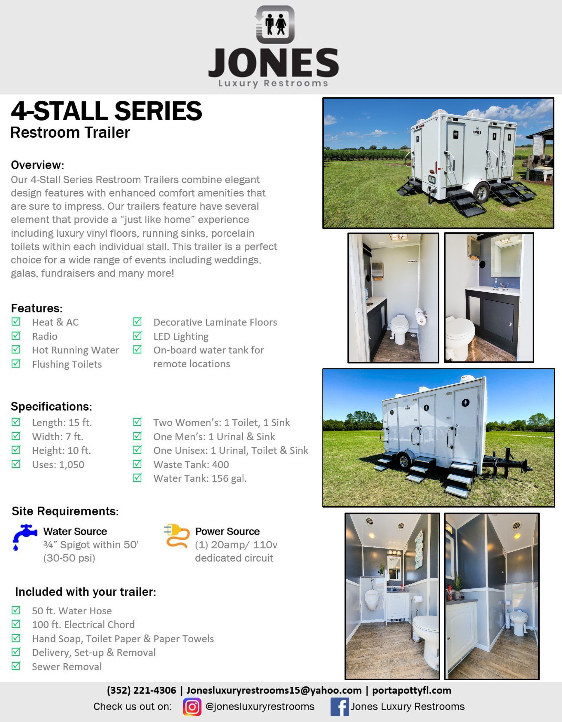 4 Stall Trailers | Jones Luxury Portable Restrooms